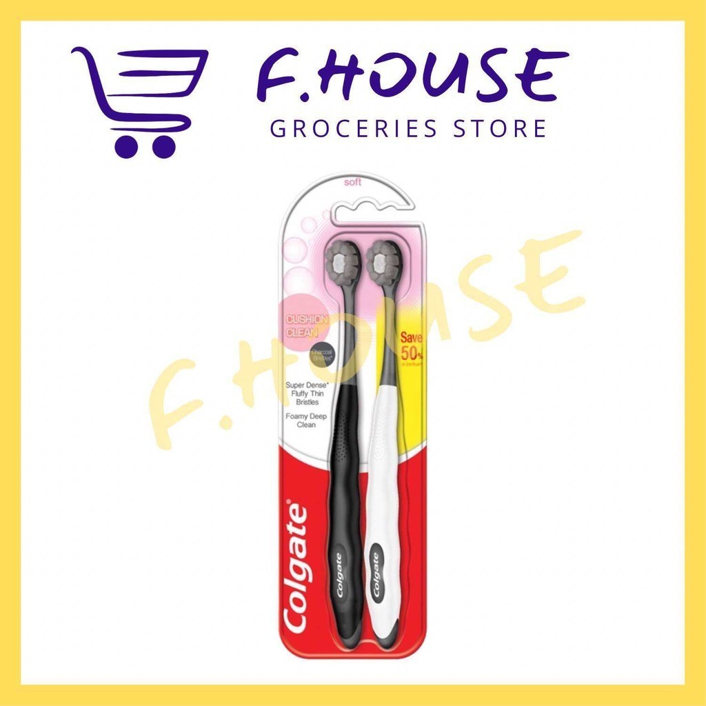 Colgate Cushion Clean Charcoal Super Dense Fluffy Thin Toothbrush ...