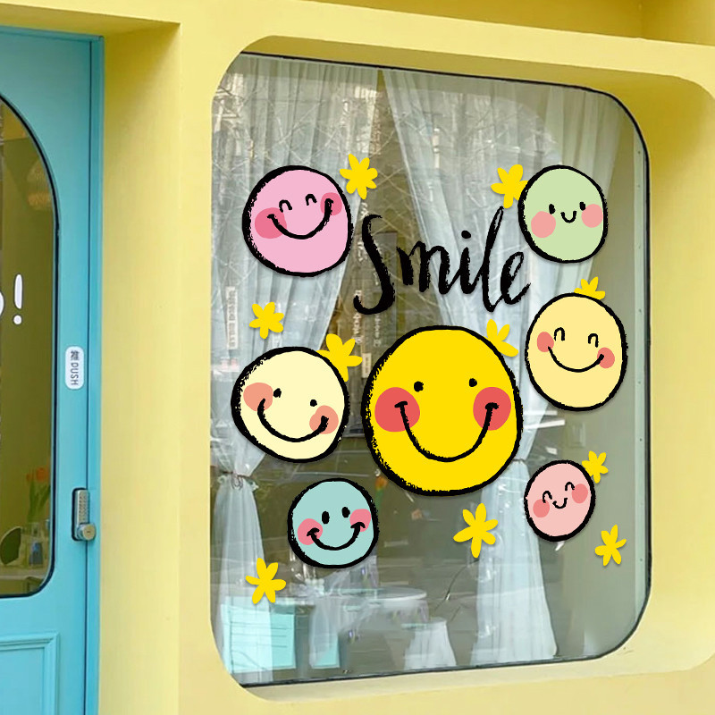 Ins Style Cartoon Funny Smiley Face Decoration Sticker Cake Milk Tea ...