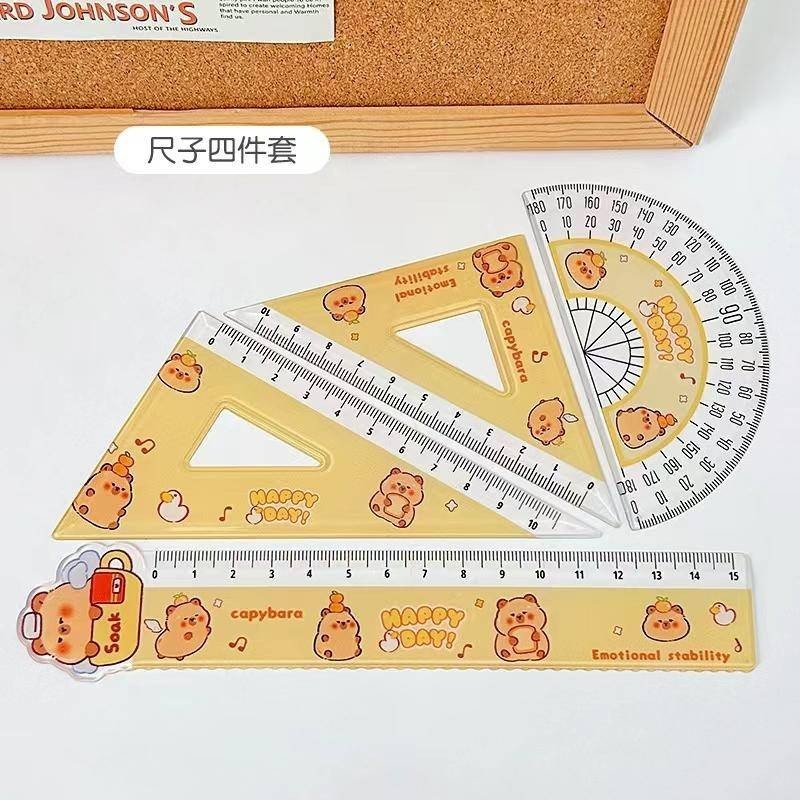 2024 Capybara Anime Kawaii Cartoon Ruler Set Cute Cartoon Students ...