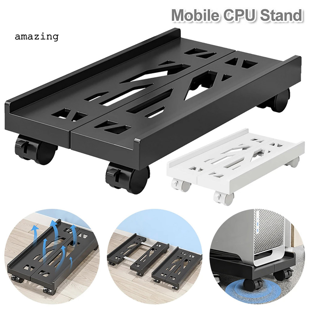 [AM] Lockable Swivel Wheels Stand Adjustable Cpu Stand 360 Degree ...