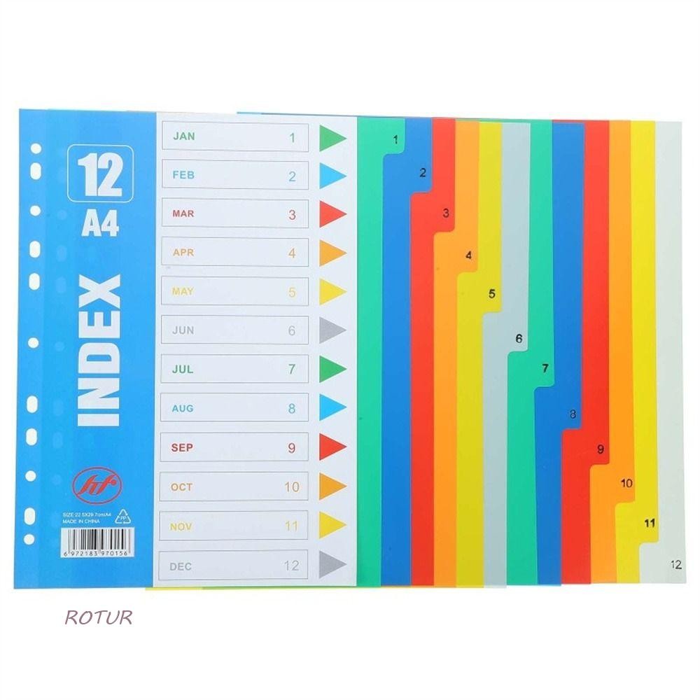 ROTUR Loose-leaf Dividers, PP Material Numbers Index Separator Page ...