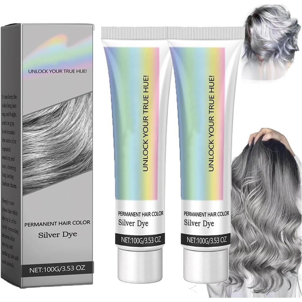 Inherenta Silver Hair Dye,2-In-1 Natural Essence Extract Silver Hair ...