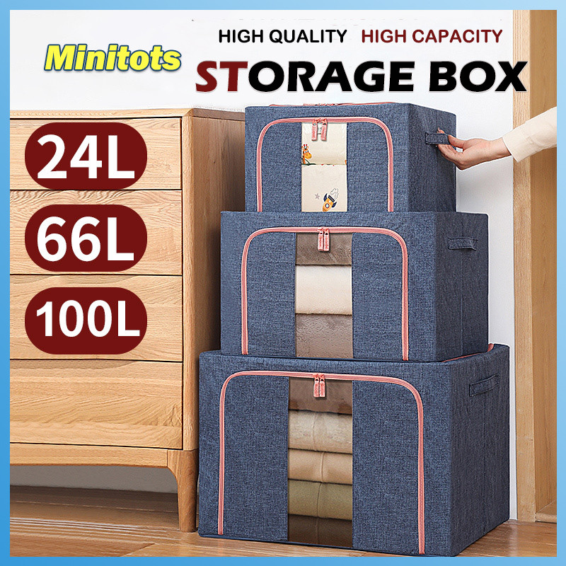 Oxford Storage Box Linen Home Organizer Foldable Storage Box Wardrobe ...