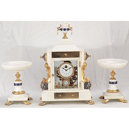 Clock Natural Marble Pressure Clock Fruit Plate Mechanical Desk Clock ...