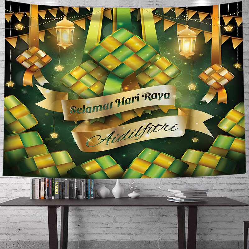 2025 New Eid Hanging Flags Eid Mubarak Banner Hari Raya Background ...