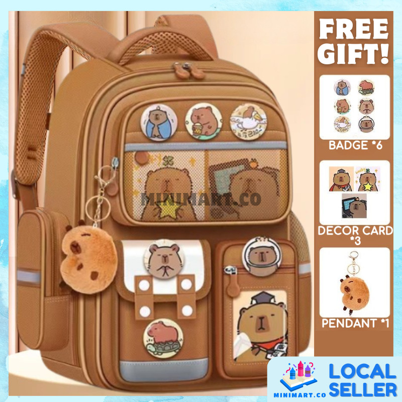 Capybara School Bag Large Capacity Schoolbag Primary Student Bagpack ...
