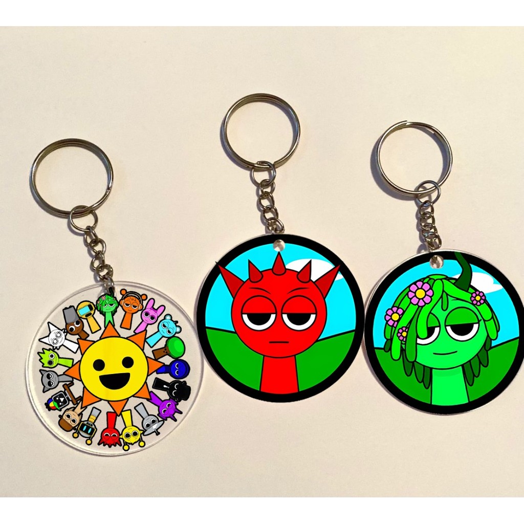 SPRUNKI Cartoon Character Printed Acrylic Keychain Incredibox Sprunki ...