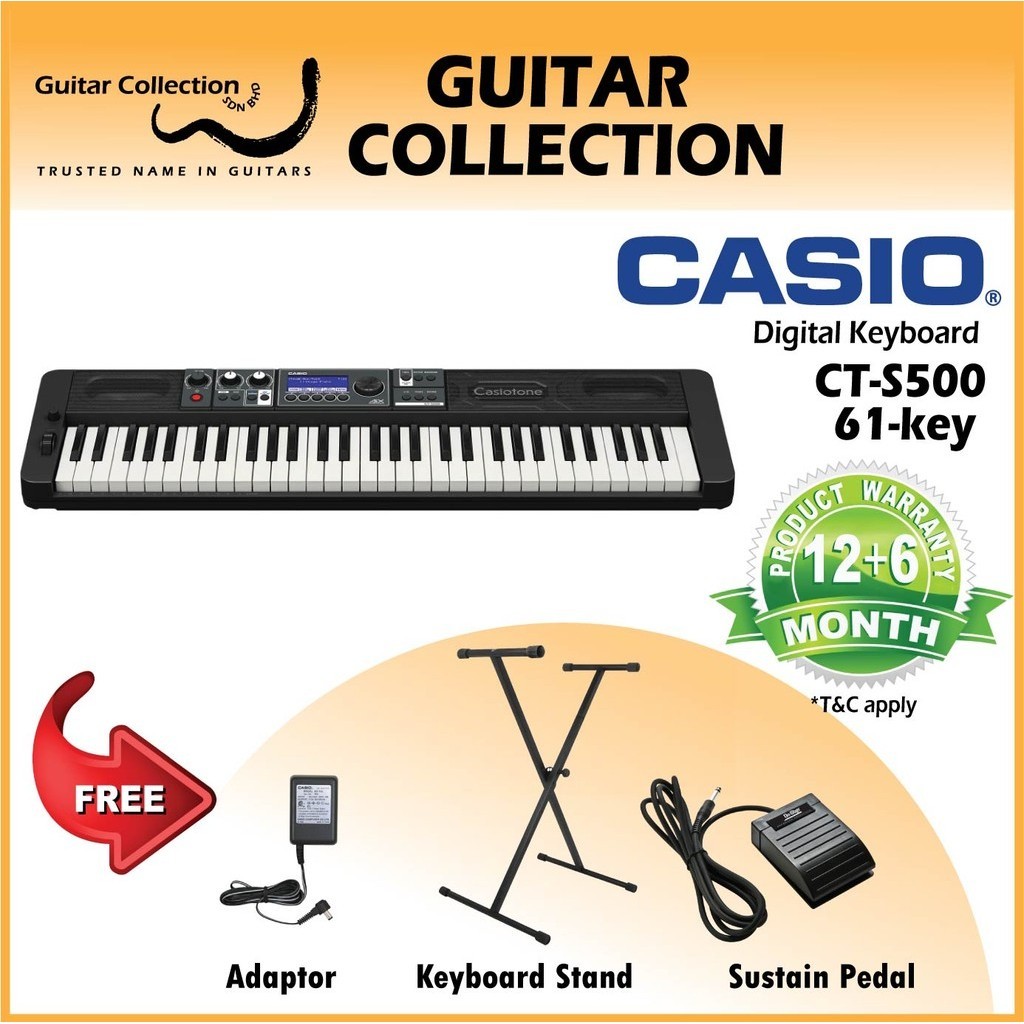 Casio Casiotone CT-S500 | 61 Keys Keyboard | Free Adaptor, Stand ...