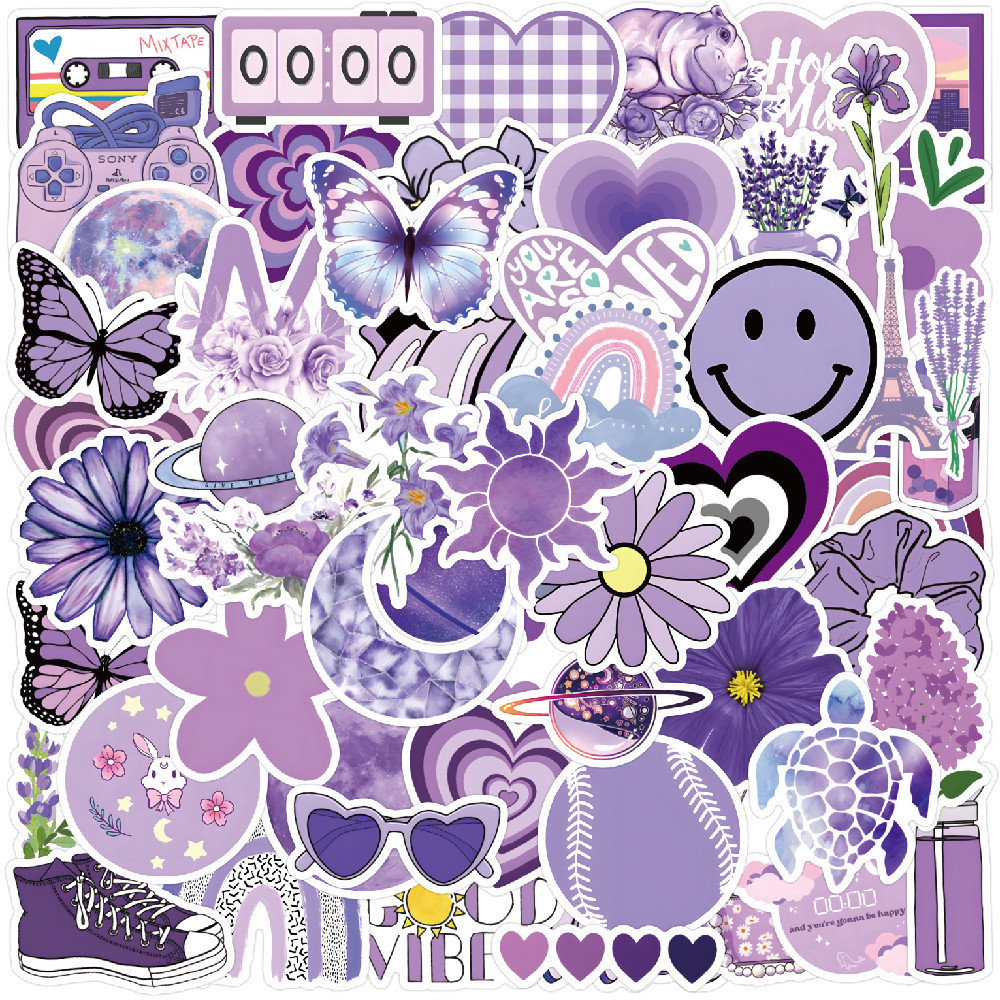 60Pcs/120Pcs Purple Danish Gilrs Styles Art Stickers DIY Fashion ...