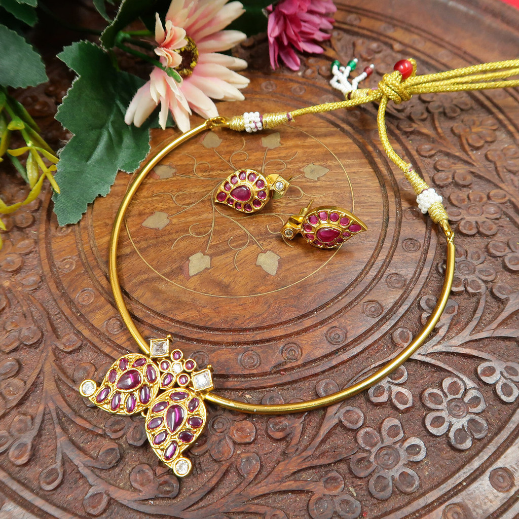 Premium Matte Gold Mango Design indian Choker Set | Shopee Malaysia