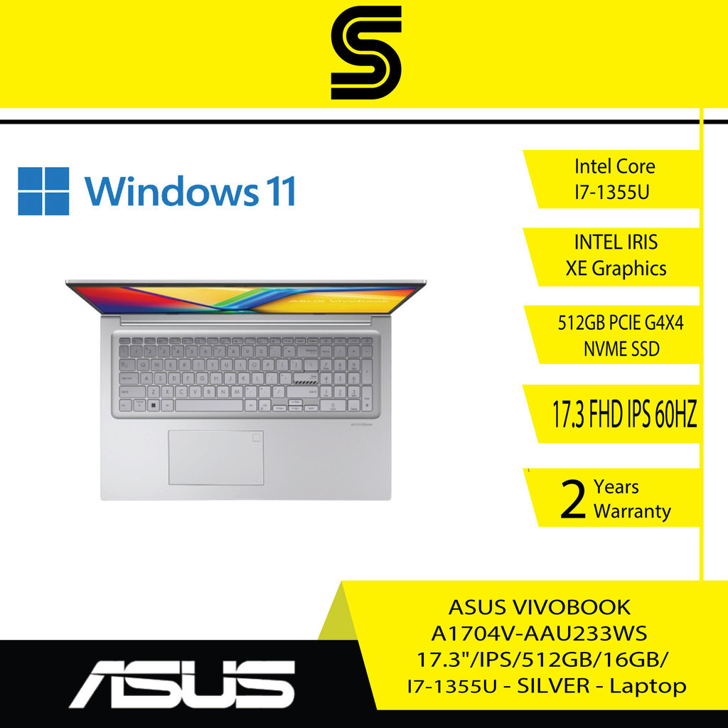 ASUS VIVOBOOK A1704V-AAU233WS - Laptop (17.3"/I7-1355U/16GB RAM/512GB ...