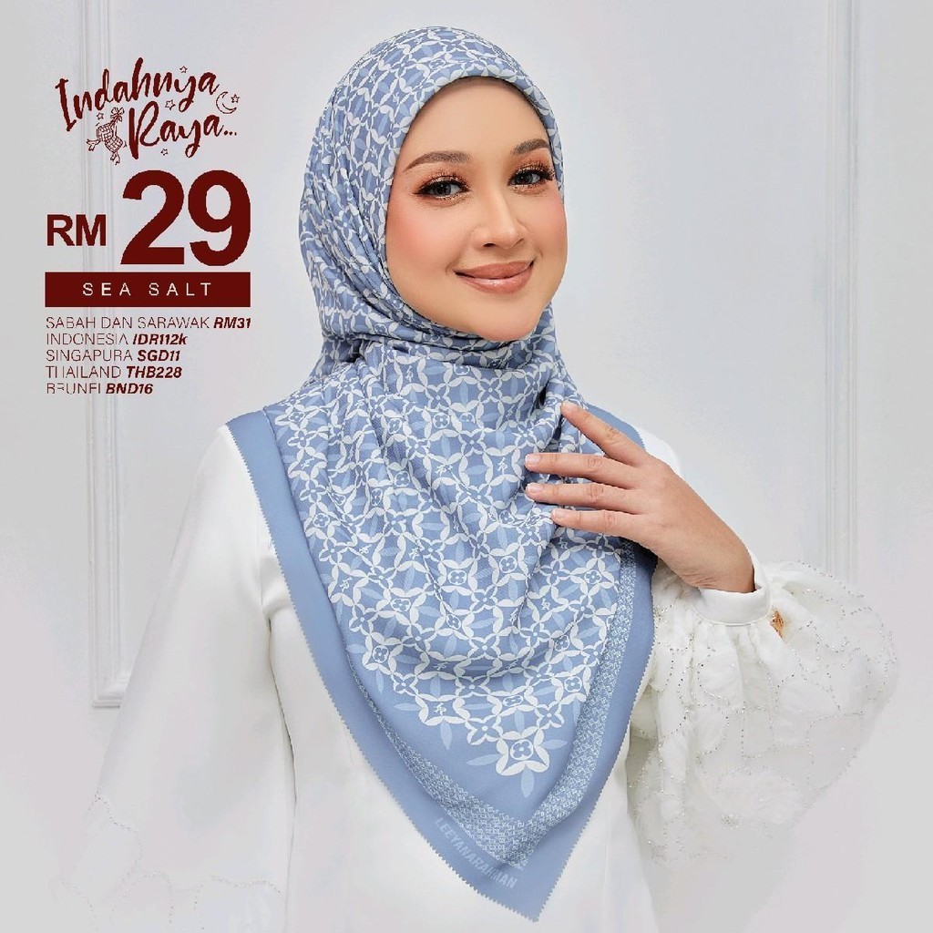 Indahnya Raya Leeyanarahman Scarves Square Fabric Flowy Chiffon Velvet ...