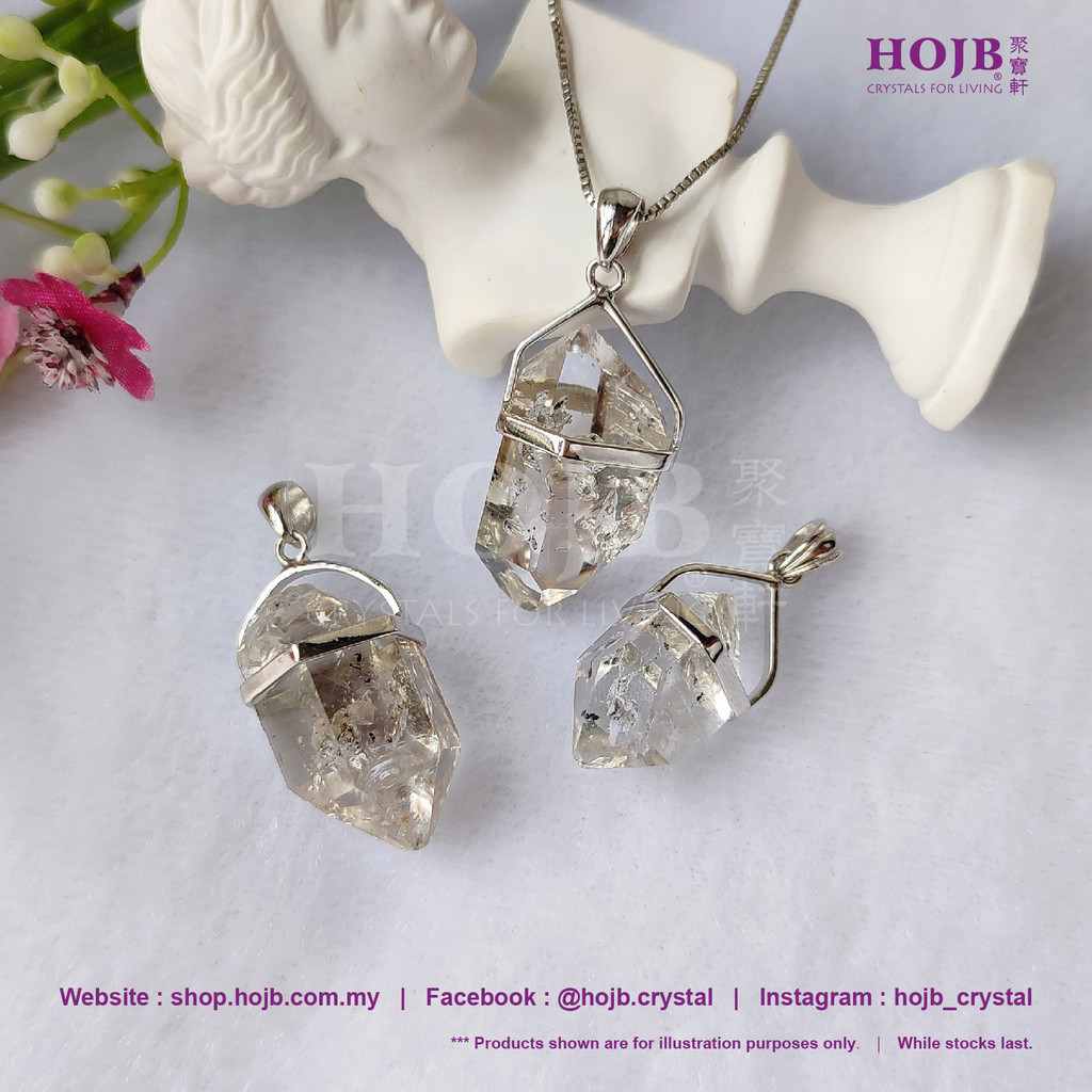 HOJB Pakistan Herkimer Diamond Double Pointer Crystal S925 Pendant 20 ...