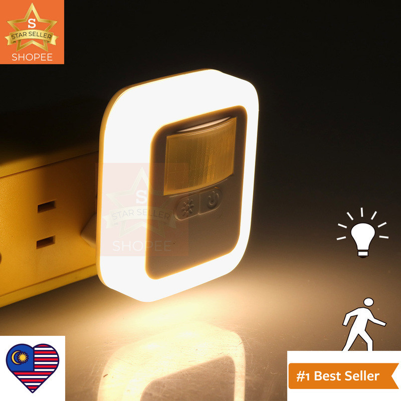 (MW)LED Plug-in Motion Sensor Light Wall Night Lamp / Human Body ...