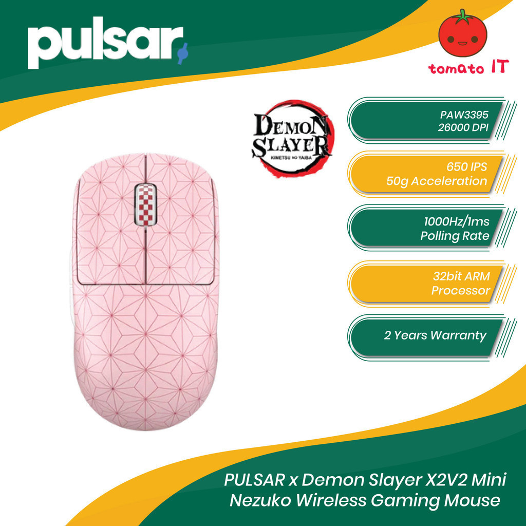 PULSAR x Demon Slayer X2V2 Mini Nezuko Wireless Gaming Mouse | Shopee ...