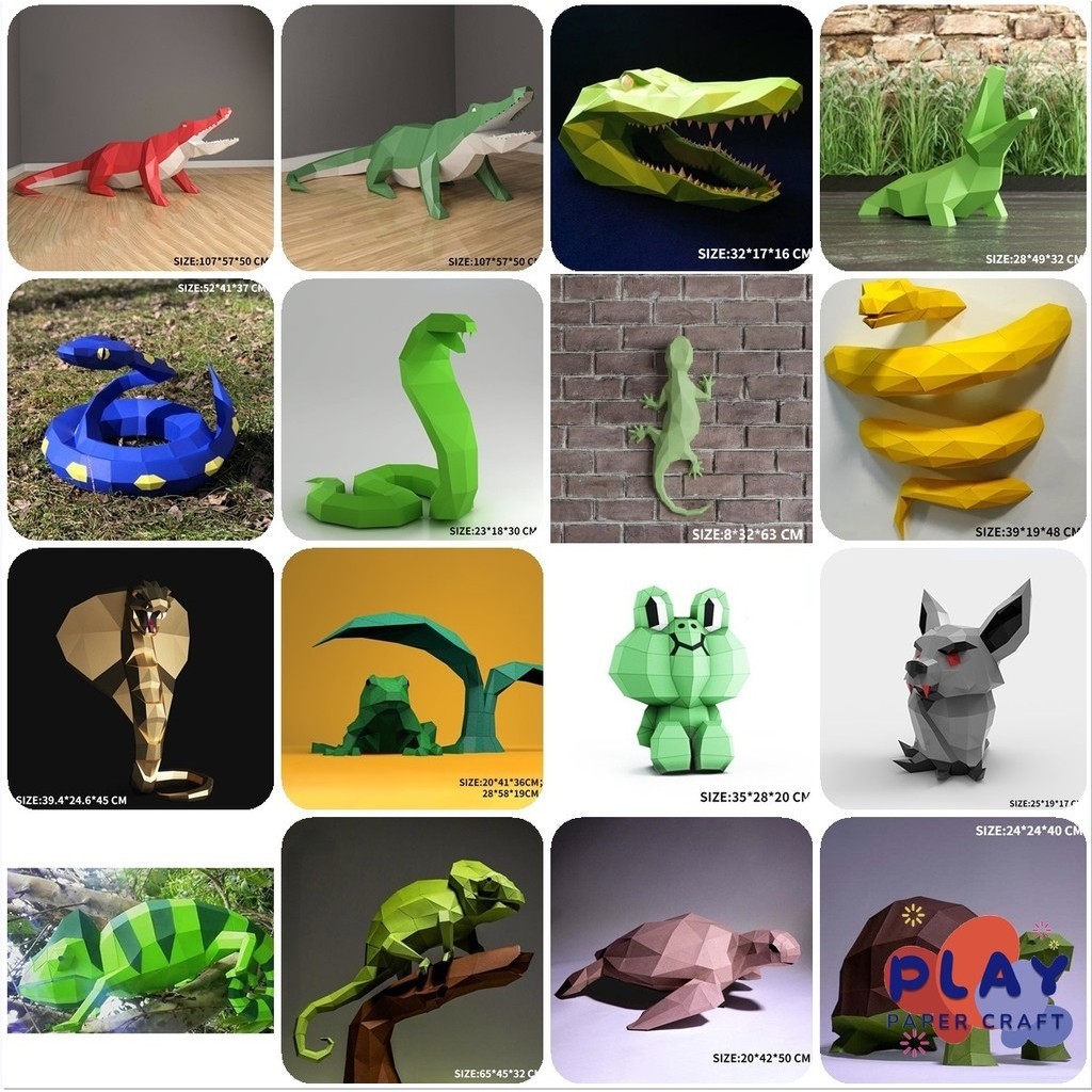 Paper Model Creative Paper Model Reptile Crocodile Turtle Snake Lizard ...