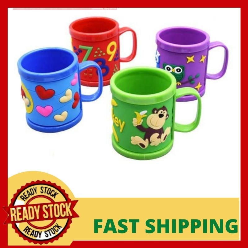 Cawan Plastic berlapis Getah tahan Lasak Cute Mug For Kid / Cute ...