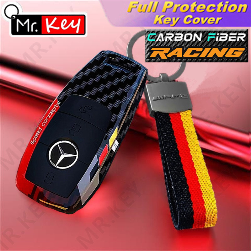 【Mr.Key】Carbon Fiber Racing Style Key Case Cover for Mercedes Benz A C ...