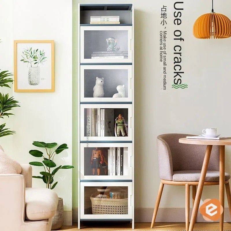 Compact Narrow Bookcase Simple Floor-Standing Bookshelf Multifunctional ...