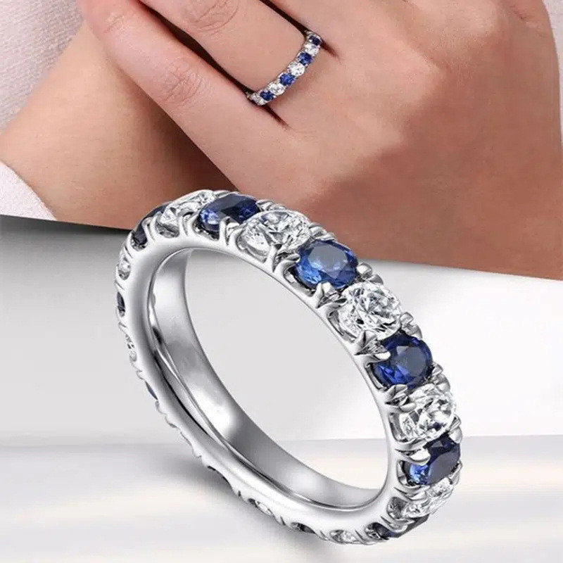 S925 Sterling Silver Sapphire Ring Simple Fashion Jewelry Student Women ...