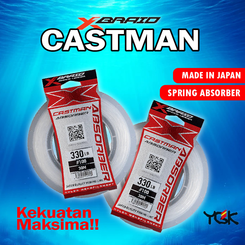 XBRAID SHOCK LEADER CASTMAN ABSORBER Nylon Monofilament Buatan Jepun Kualiti tinggi Perambut Jig ...
