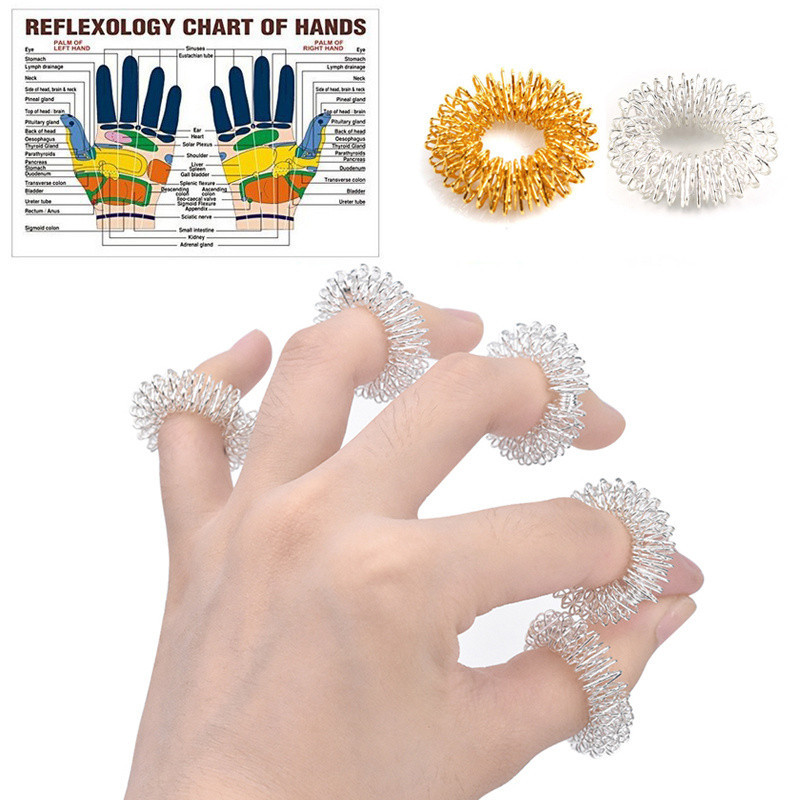 10pcs/Set Stainless Steel Finger Massage Ring Acupuncture Ring Therapy ...