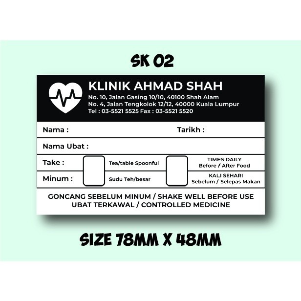 Sticker Label Ubat Klinik / Clinic Medicine Label Sticker | Shopee Malaysia