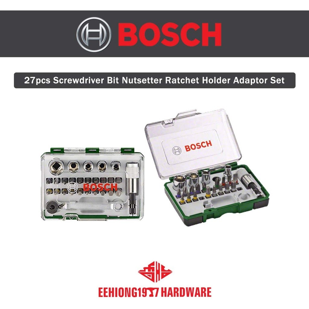 BOSCH 27pcs Screwdriver Bit Nutsetter Ratchet Holder Adaptor Set ...