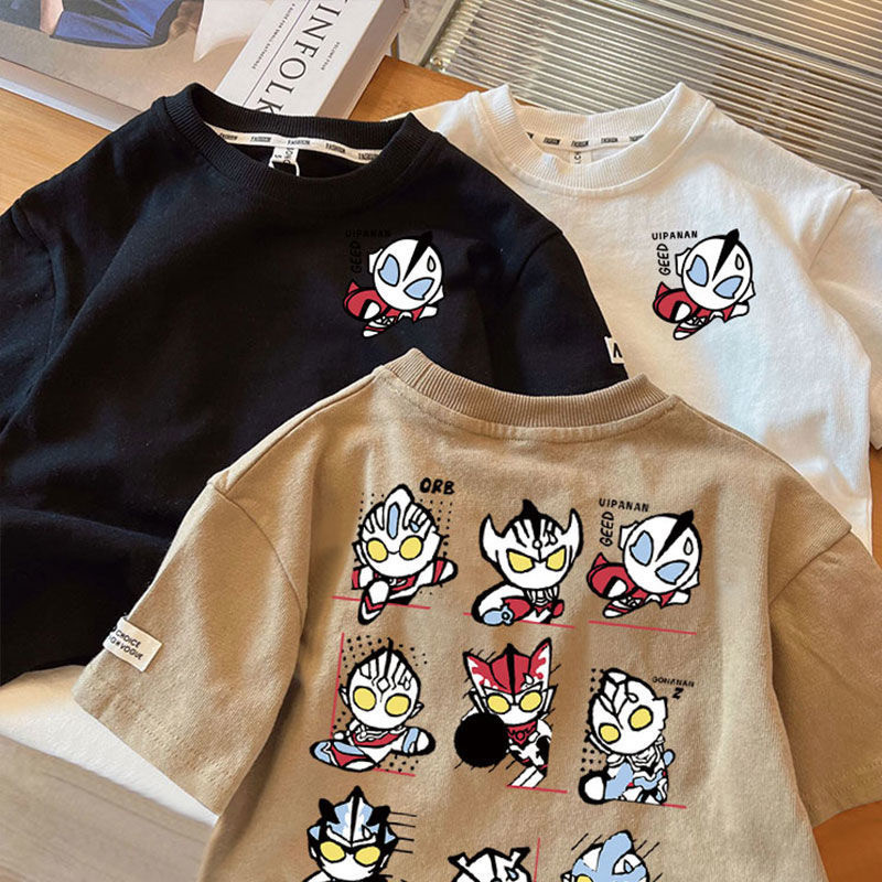 【100% Cotton 】Korean Cool Kids Boy T-shirt 2-14Y Cartoon Double-printed ...