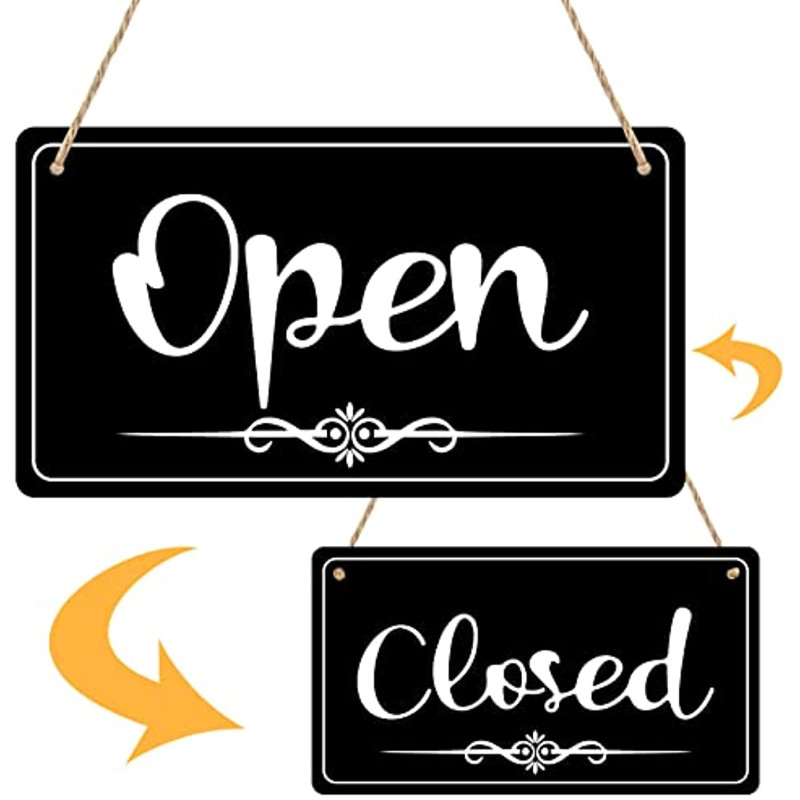 Double Sided Open Closed Sign for Business - Hanging Business Hours ...
