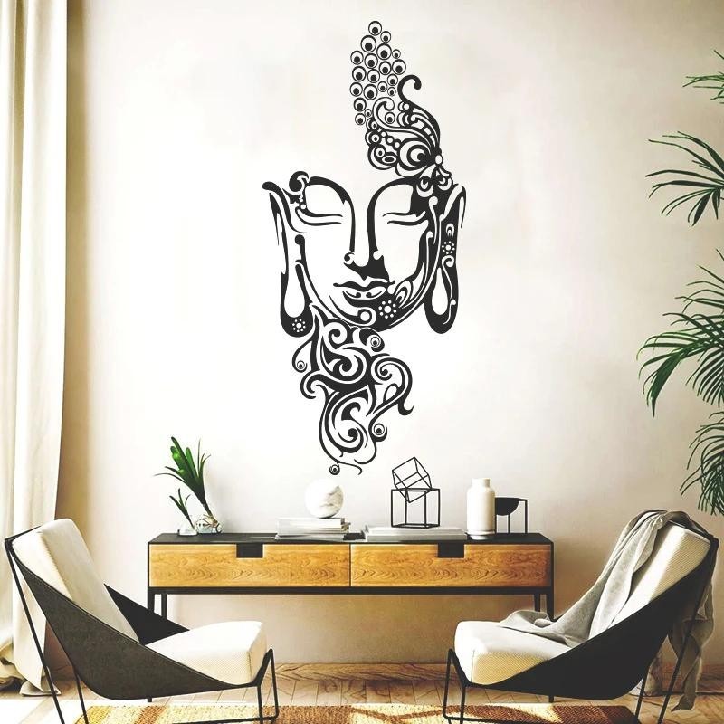 Buddha Wall Decals Large Gautama Buddha Mask Yoga Studio Wall Sticker ...