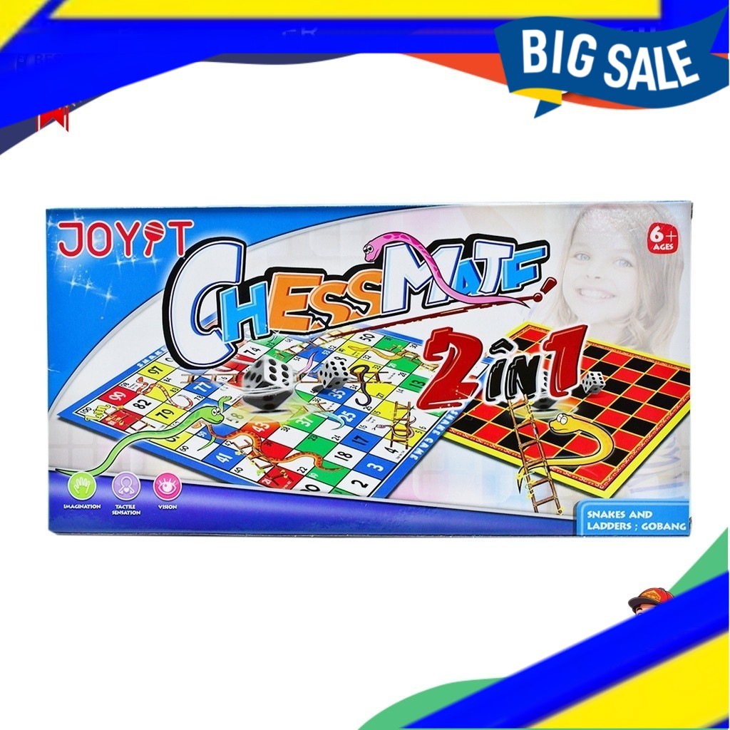 (2-In-1) Dam Haji Dam Ular, Games Checkers/ Snakes & Ladder Board Games ...