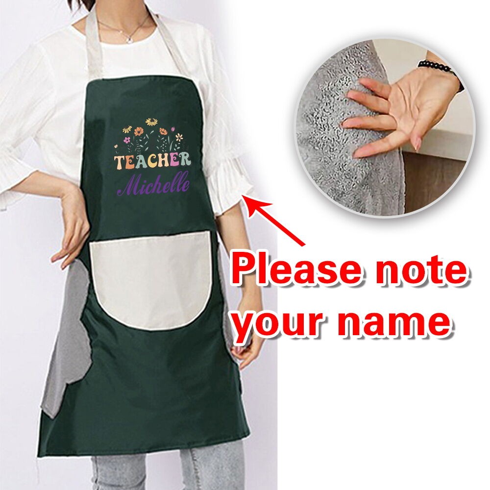 Customized contrast color kitchen apron green standard style Teacher's ...