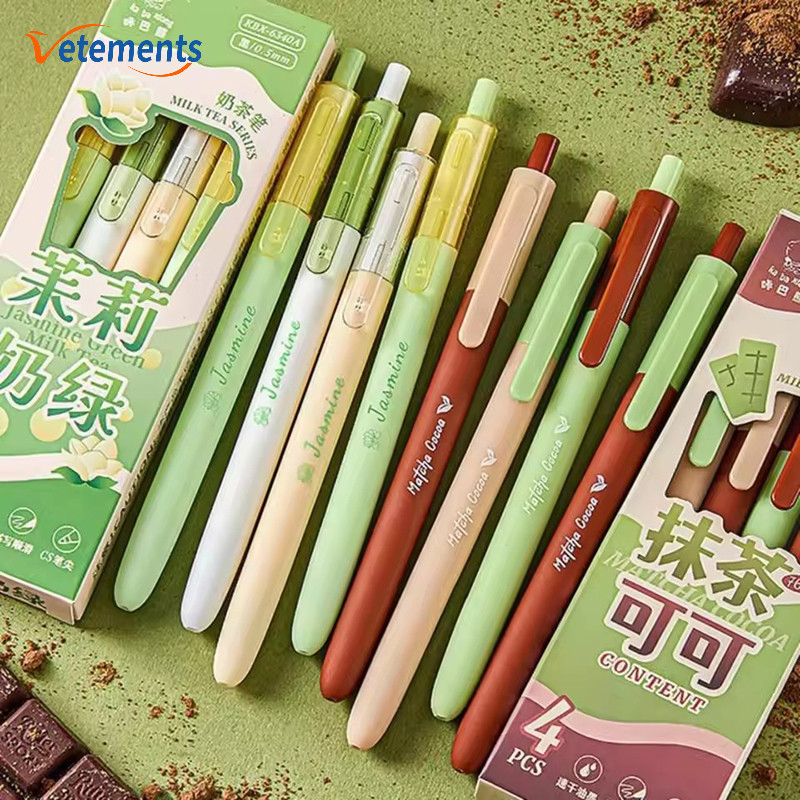 4 Pcs/ Set Portable Hand Press Type Black Writing Gel Pen - 0.5mm Fast ...