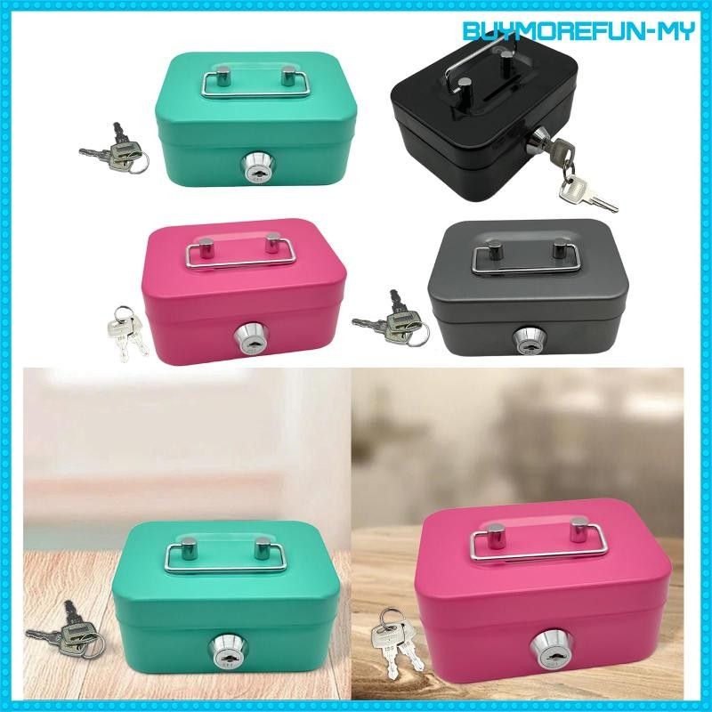 [BuymorefunMY] Money Box with Lock Locking Container Case Metal Small ...