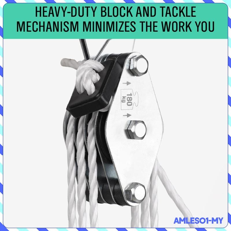[AmlesoaeMY] Lifting Rope Pulley Block Loading 180kg Stainless Steel ...