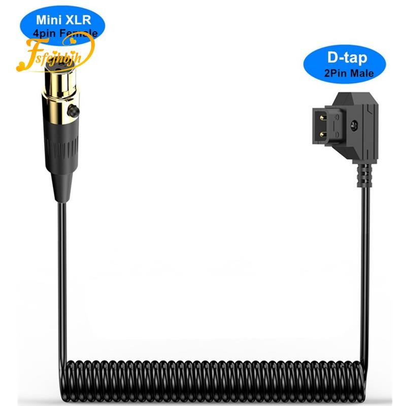 D-Tap Male to Mini XLR 4 Pin Female Coiled Power Cable for , RED ...