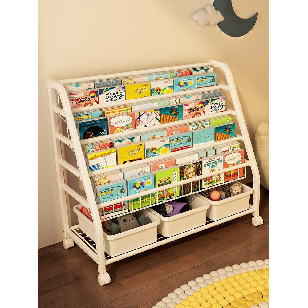 Rak Buku Mudah Isi Rumah dengan Roda, Rak Buku Kanak-Kanak Alih, Rak ...