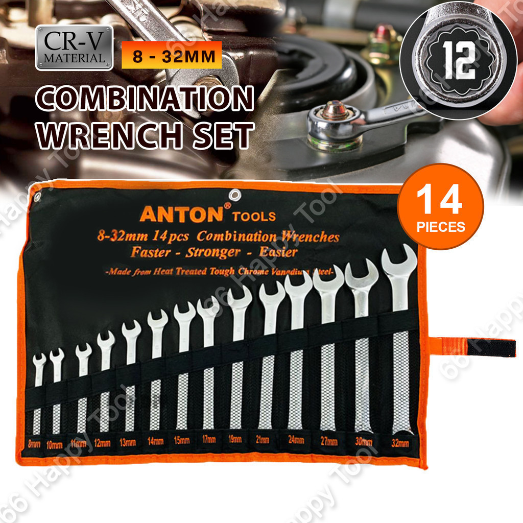 14pcs ANTON CR-V Combination Spanner Set Spana Tool Combination Wrench ...