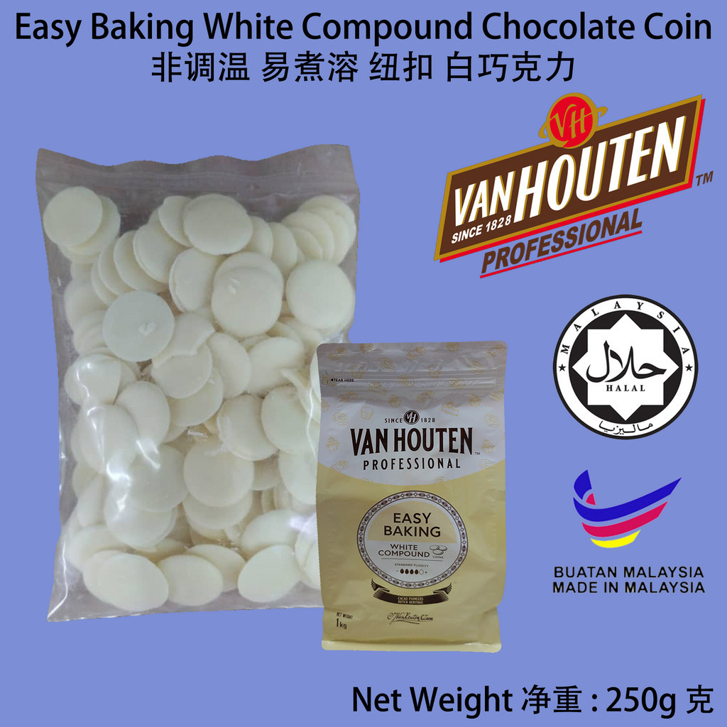 Van Houten Easy Bake White Compound Chocolate Coin 250G / Coklat Putih Kompaun (Senang Cair) 非调温 ...