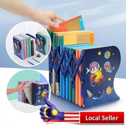 Adjustable Metal Bookend Iron Book Stand Library Reading Room Bilik ...