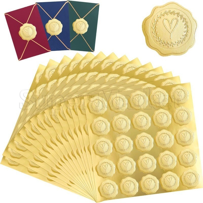 [ Featured ] 25 Pcs Gold Embossed Envelope Sticker - Self-adhesive ...