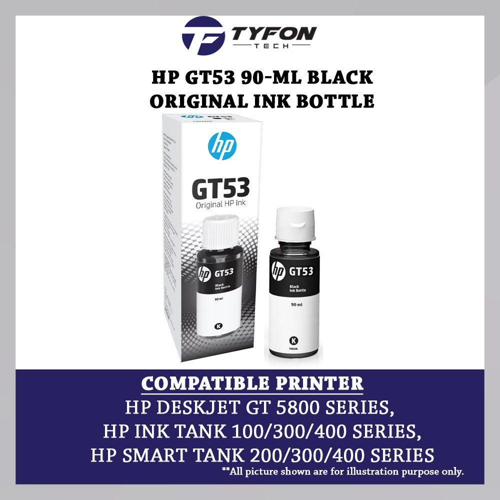 HP GT53 90-ml Black Original Ink Bottle 1VV22AA For HP DeskJet GT 5800 ...
