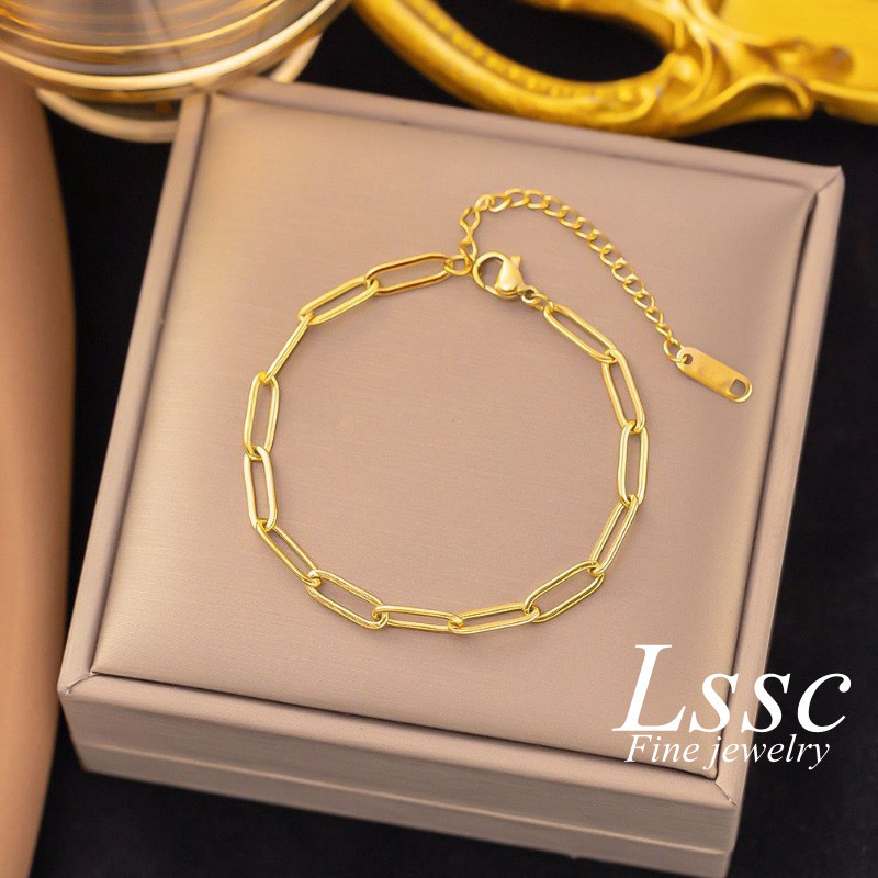 Minimalist Titanium Bracelet for Woman 18k Gold Gelang Tangan Perempuan ...