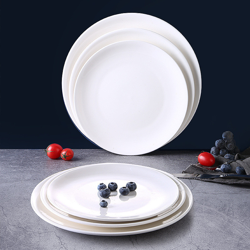 Ceramic flat plate shallow plate food steak plate round tableware bone ...