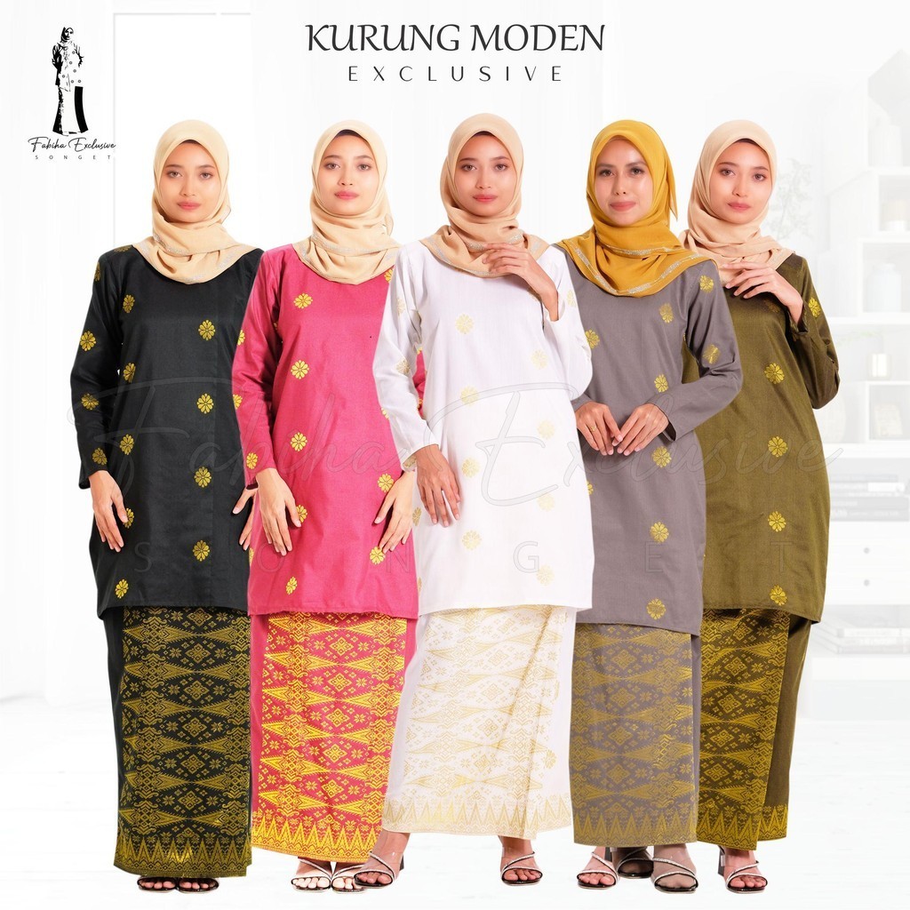 By Fabiha Exclusive | Baju Kurung Modern Songket Tenun Soft Cotton ...