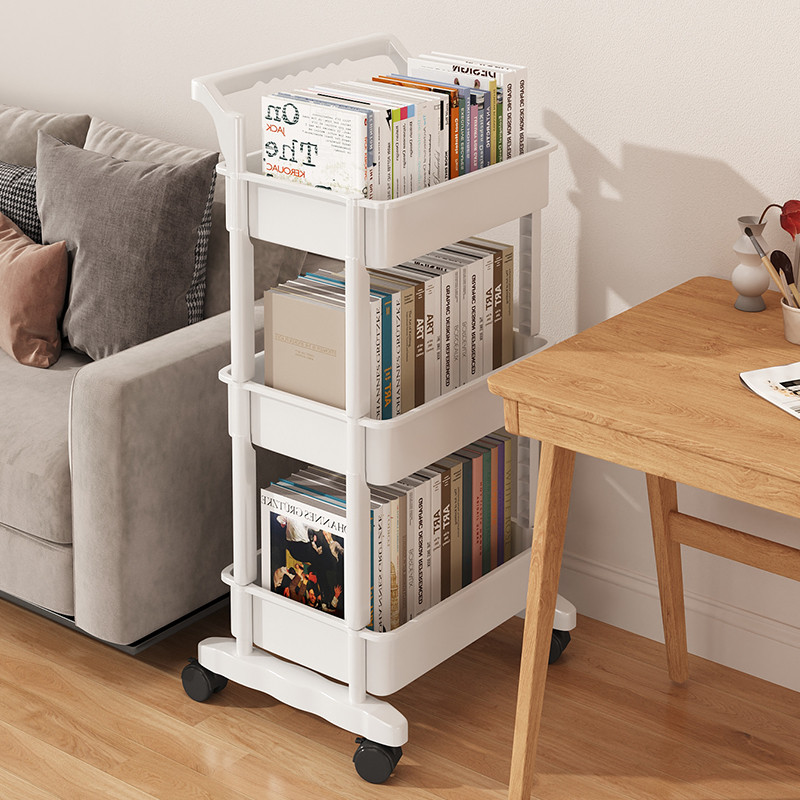 Bookshelf Rack Floor-standing Multi-Layer Removable Wheeled Trolley ...