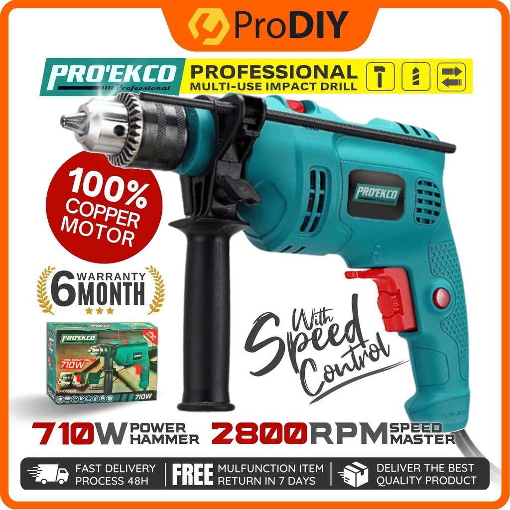 PRO' EKCO EK-ID550RE 13MM 710W Heavy Duty Hammer Drill Impact Hammer ...