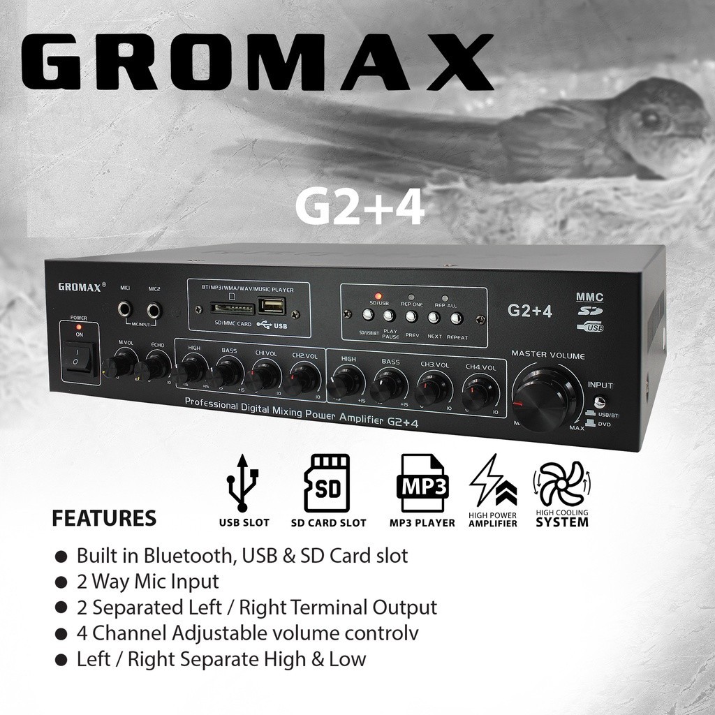 GROMAX G2+4 Professional Power Amplifier GROMAX G2+4 with bluetooth ...