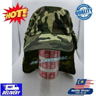 Topi Askar Kerja Kain / Anti-uv Army Camo Outdoor Hat / CAP WITH NECK ...